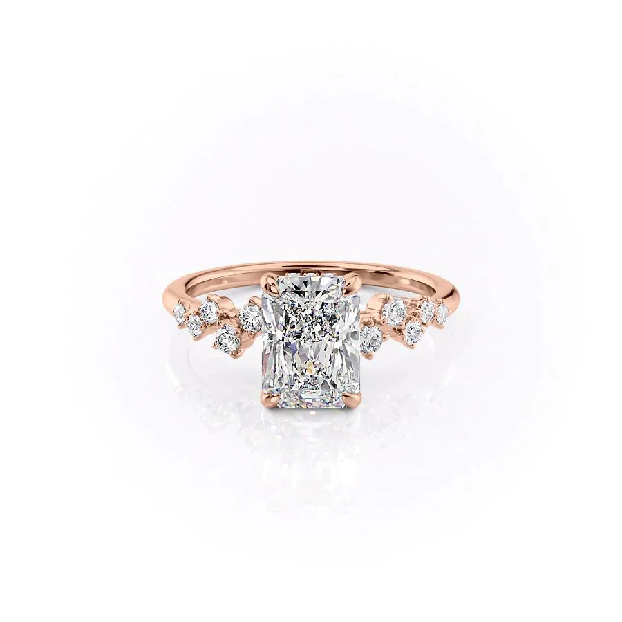 Side Stones Rose Gold Engagement Ring - The Mia - 1.8mm Setting Price ...